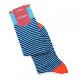 Cotton Over-the-calf Marcoliani Socks - Palio Stripe - Turquiose with ...