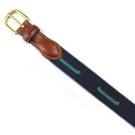 O'Connell's Motif Belt - Green Canoes (Navy ribbon on Hunter Green ...