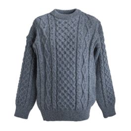 O'Connell's Irish Fisherman Aran Sweater - Steel Blue | Men's and women ...