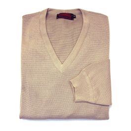 O'Connell's Mercerized Cotton V-Neck Sweater - Khaki | Men's and women ...