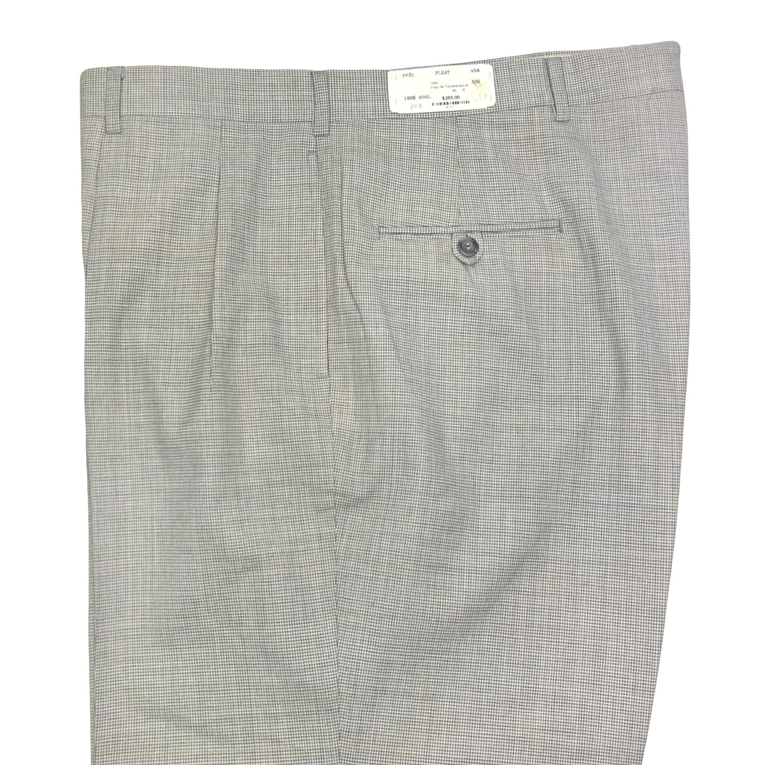 O'Connell's Pleated Tropical Worsted Wool Trousers - Mini Houndstooth ...
