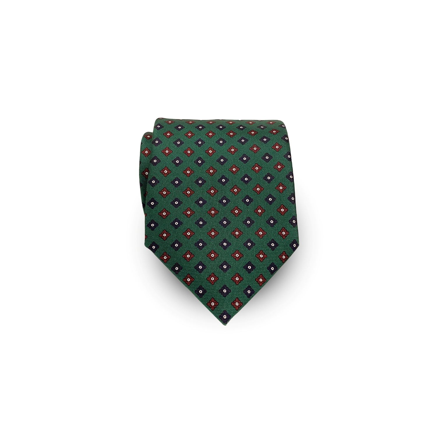 Seaward & Stearn English Printed Silk Tie - Diamond Medallion - Green ...