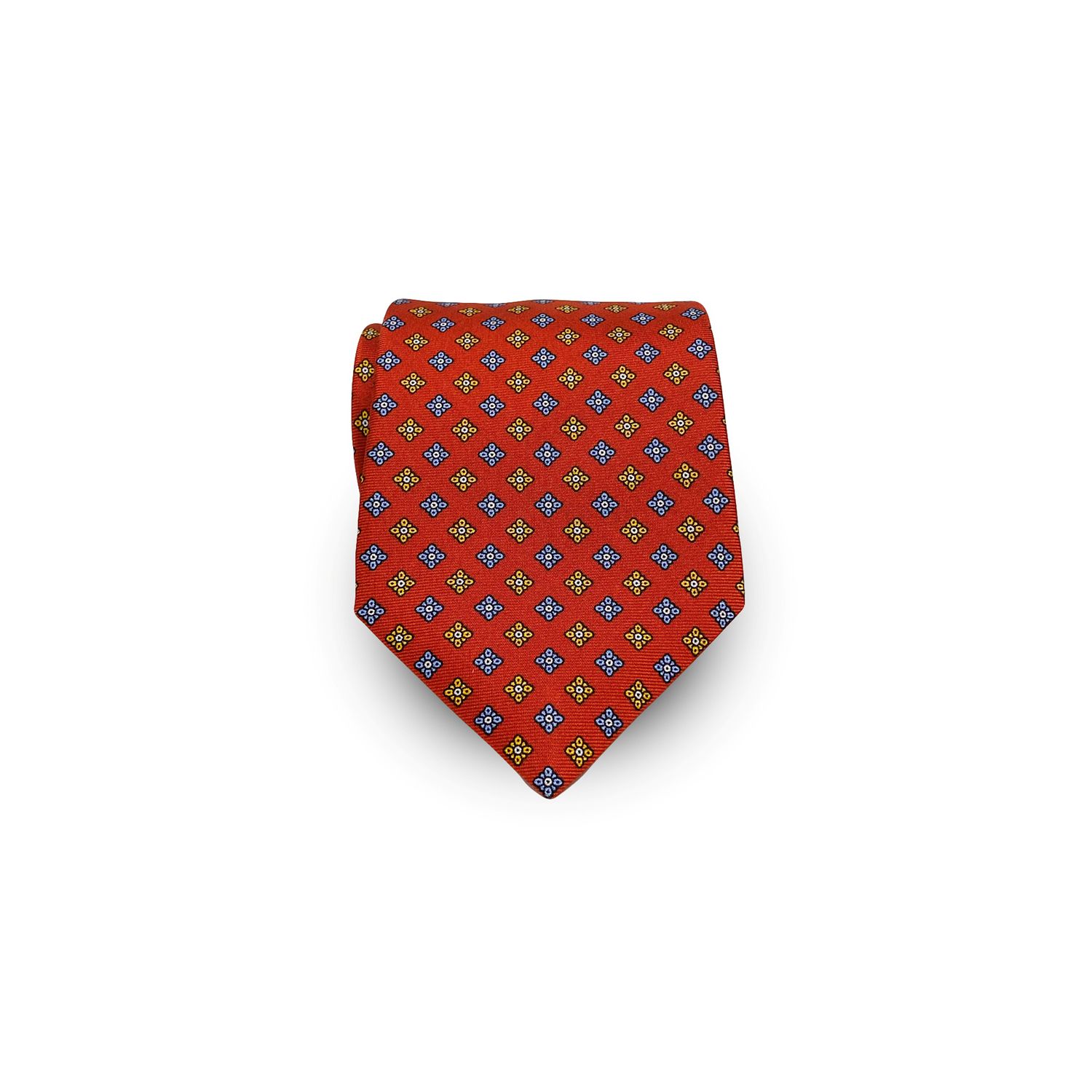 Seaward & Stearn English Printed Silk Tie - Diamond Medallion - Red ...