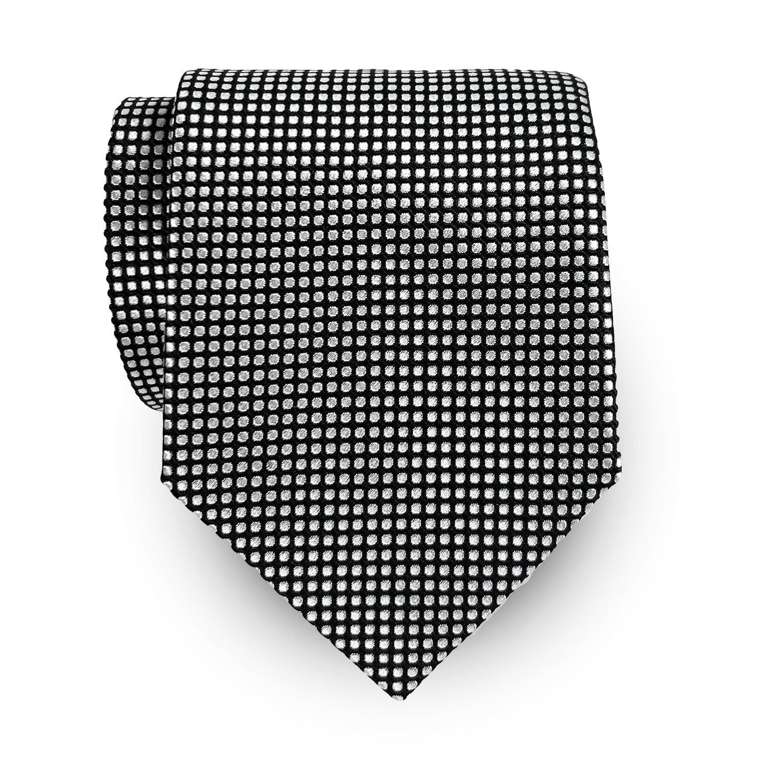 Seaward & Stearn English Woven Silk Tie - Rounded Squares - Black with ...